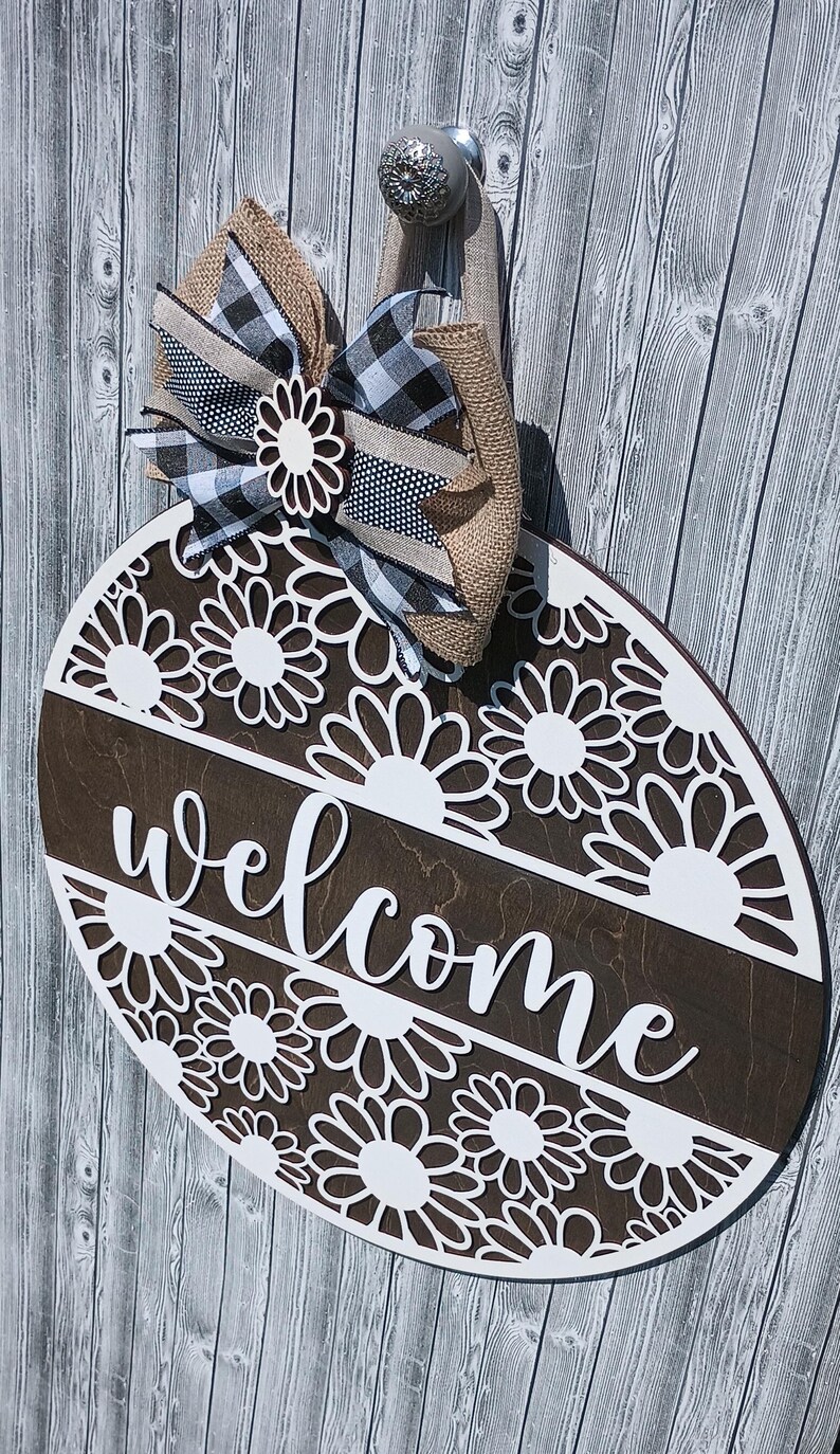 Daisy Door Hanger – Floral Welcome Sign for Front Door - Etsy