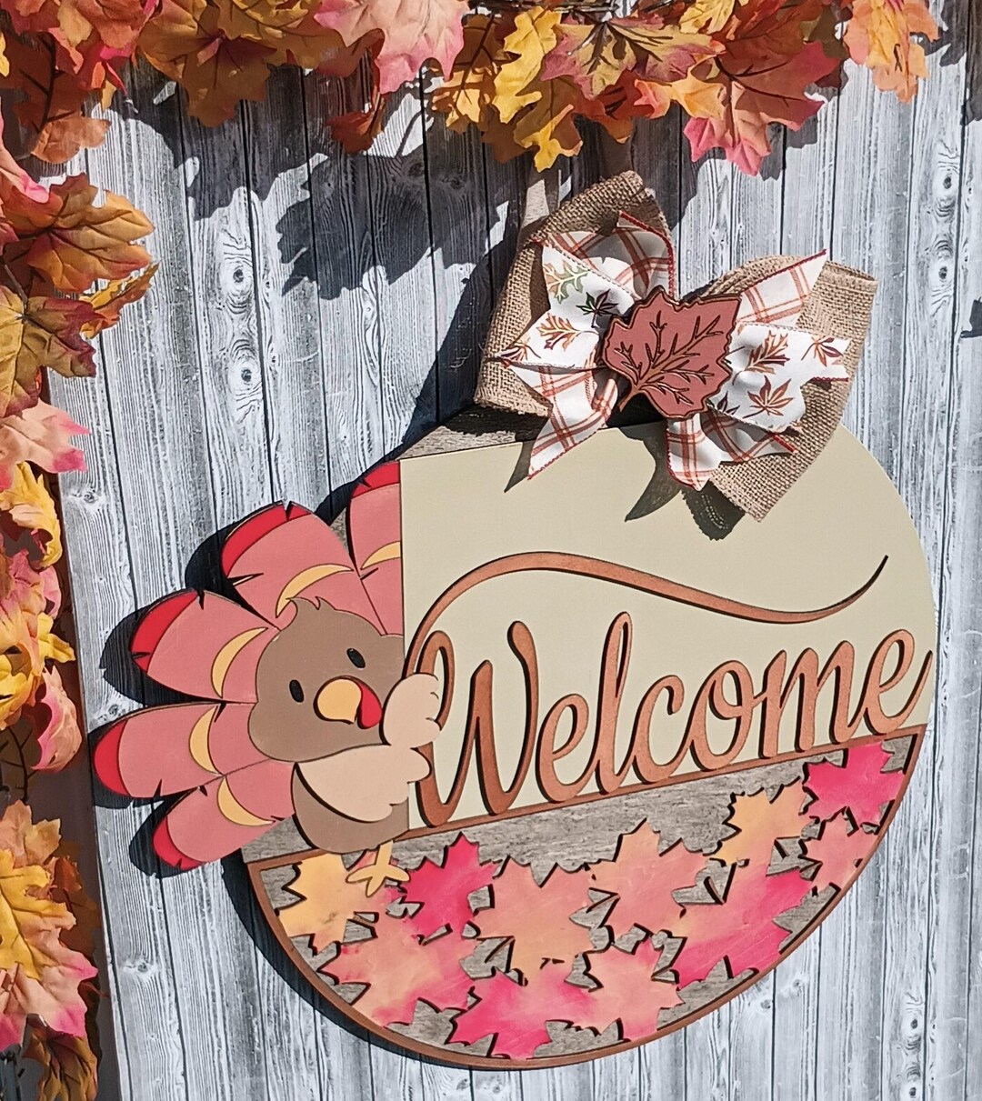 Thanksgiving Turkey Door Hanger | Fall Welcome Sign, Autumn Decor - Etsy