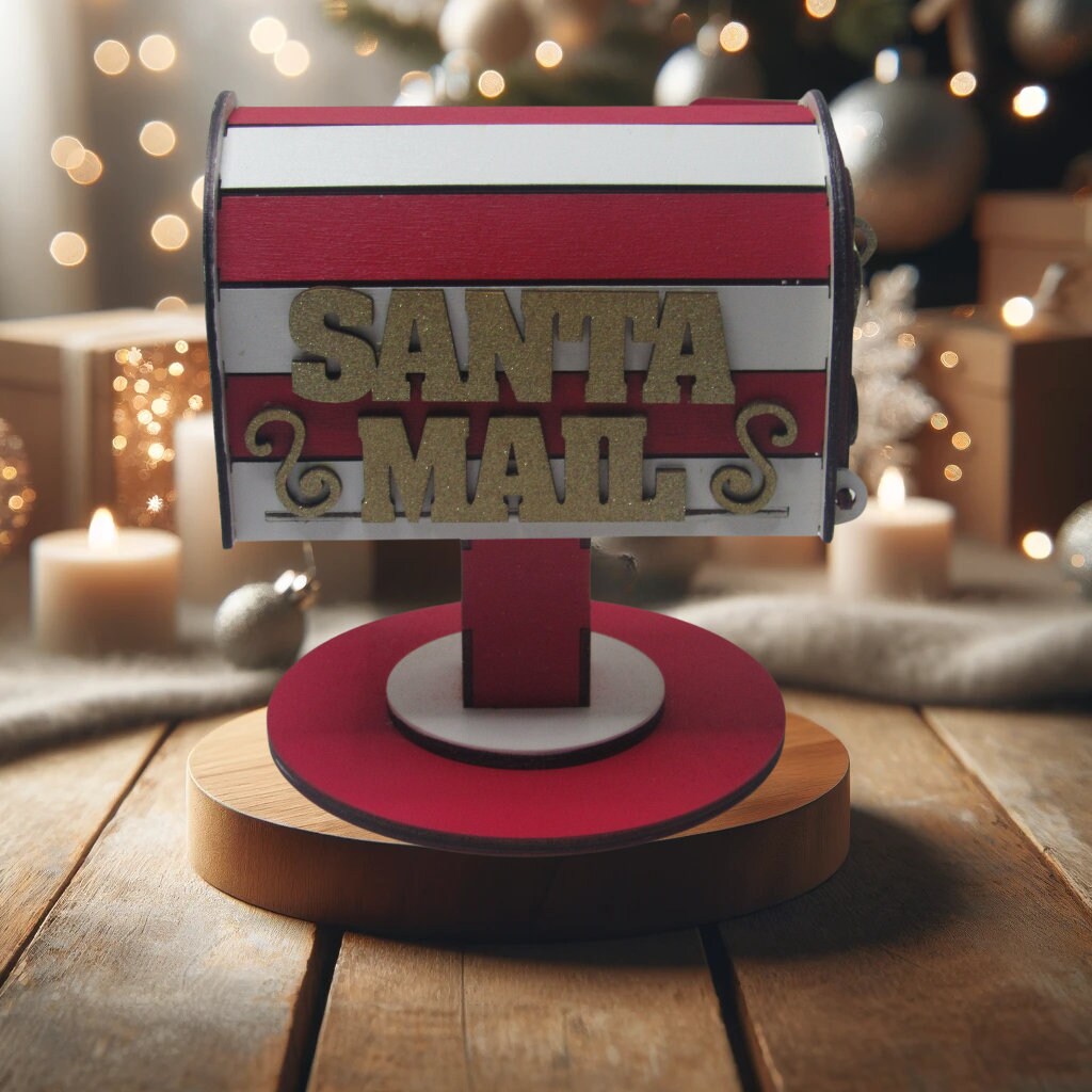 Santa Mailbox for Kids, Christmas Mailbox Decor, Tabletop Display ...