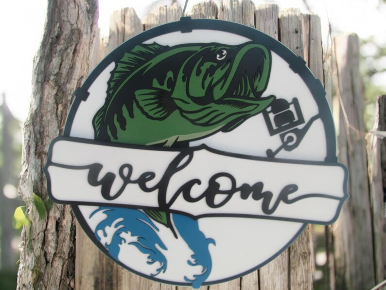 Fishing Theme Welcome Sign - Perfect for Cabin, Lake House or Gift ...