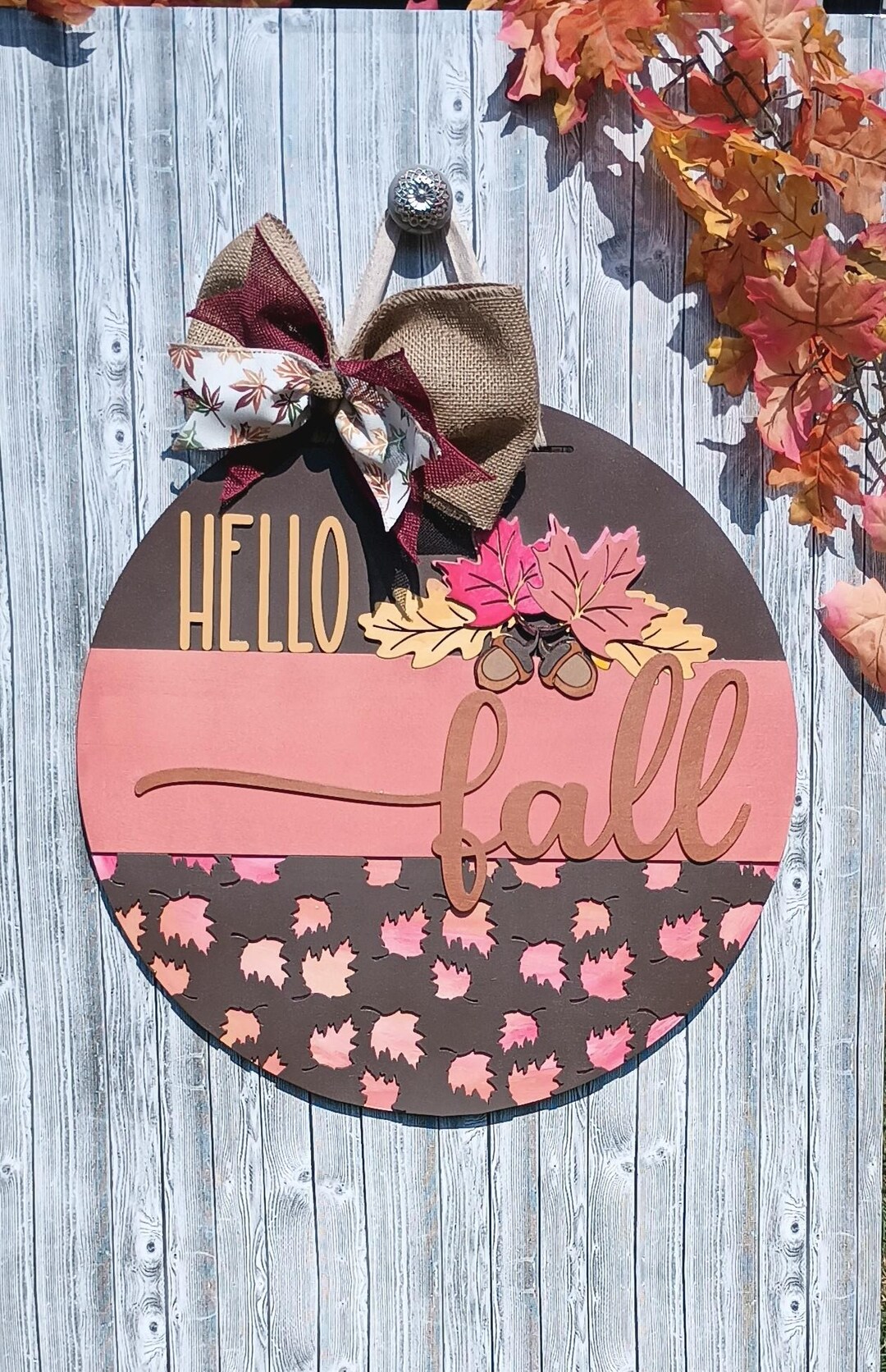 Handmade Hello Fall Door Hanger - 18" Autumn Welcome Sign - Etsy