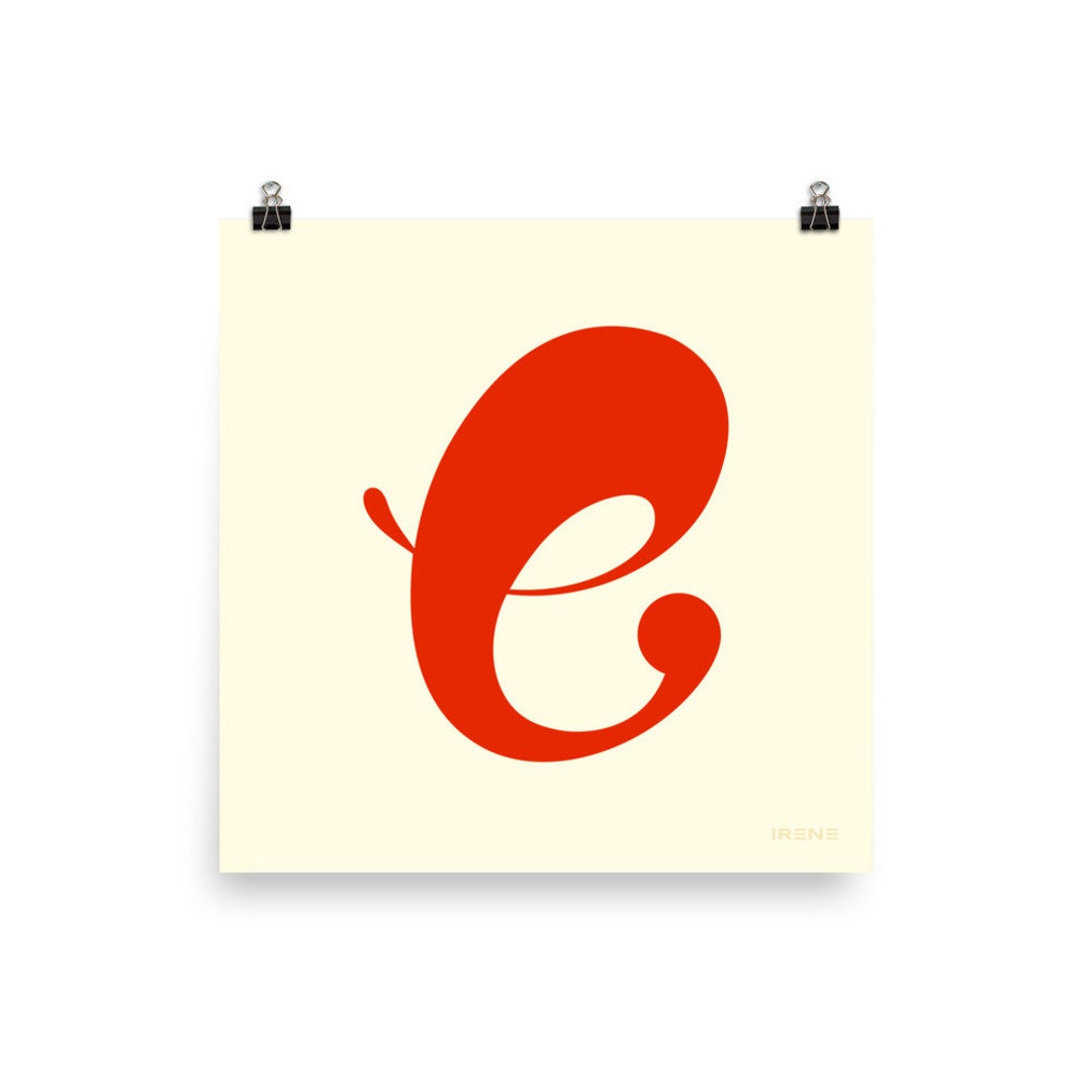 Retro Letter E - Square Art Print - Etsy