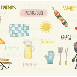 PICNIC BBQ, Digital Stickers - Hand Drawn, Pre-cropped Pngs, Goodnotes ...
