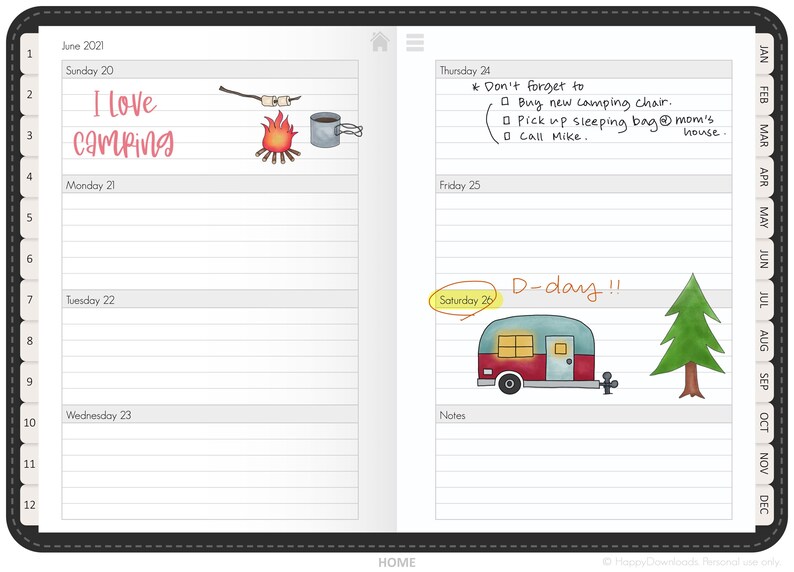 CAMPING, Digital Stickers - Hand Drawn, Pre-cropped Pngs, Goodnotes ...