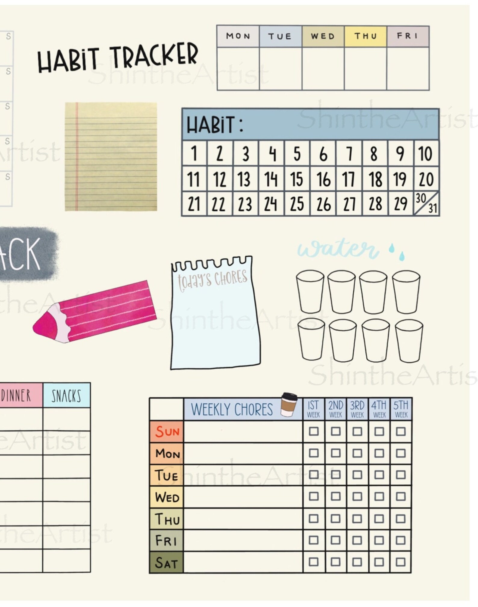 PLAN TRACK, Digital Stickers - Hand Drawn, Pre-cropped Pngs, Goodnotes ...
