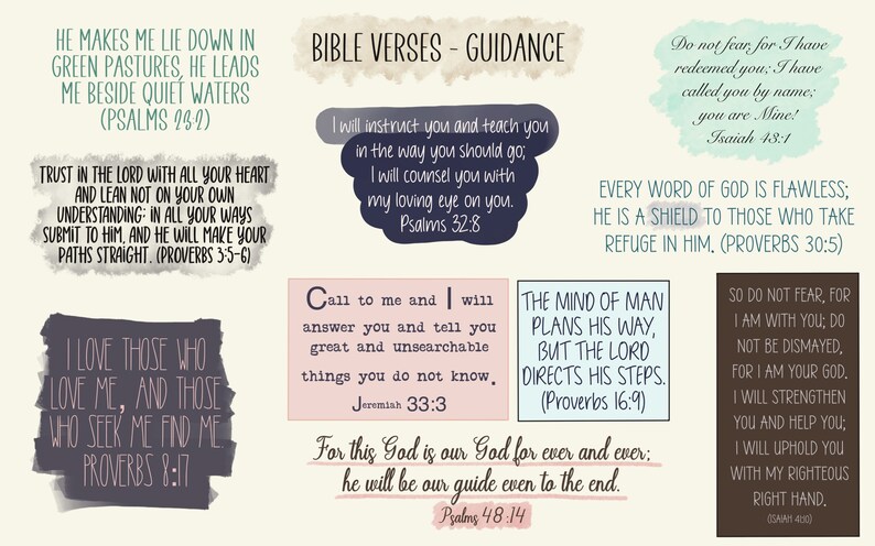 GUIDANCE, Bible Verses Digital Stickers - Hand Drawn, Pre-cropped Pngs ...