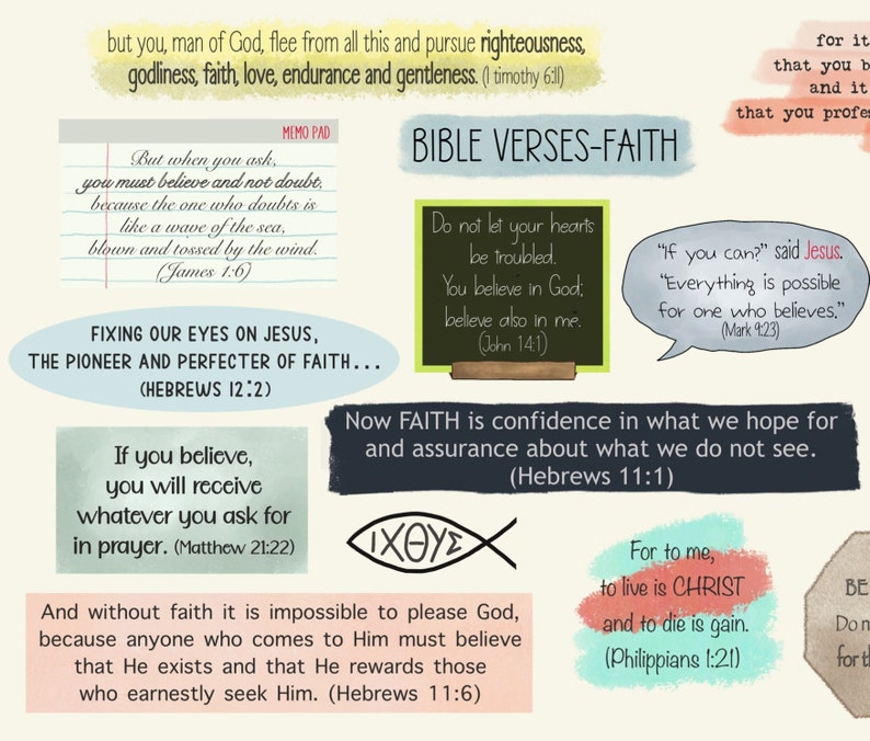 FAITH, Verses Digital Stickers - Hand Drawn, Pre-cropped Pngs ...