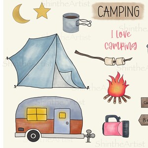 Camping Digital Stickers - Hand Drawn, Pre-cropped Pngs, Goodnotes File ...