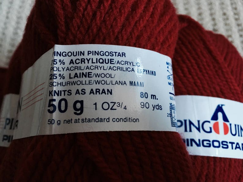 Pingostar by Pingouin in Red - Wool Acrylic Blend - Made in France - Etsy