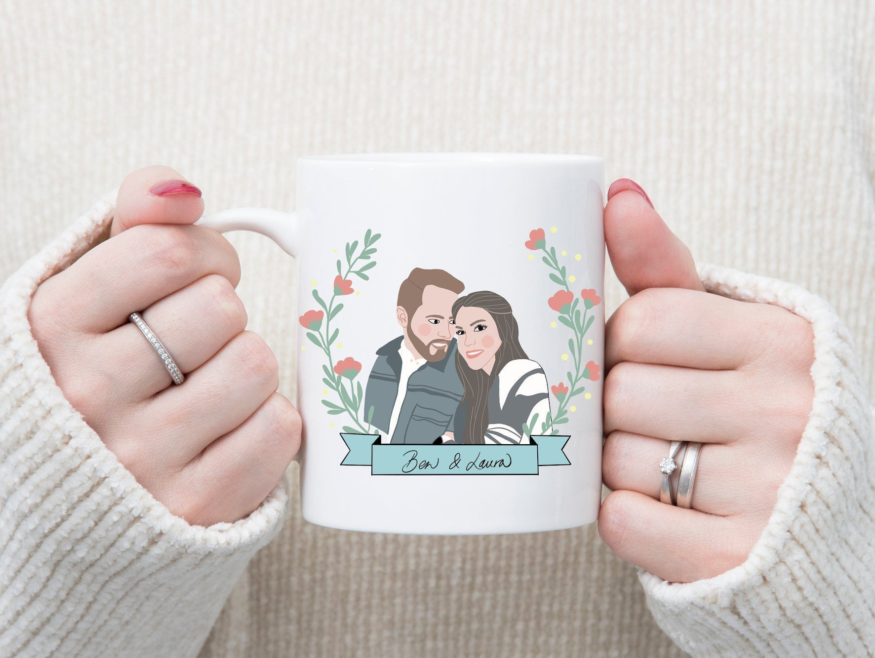 Custom Portrait Mug Custom Couple Portrait Custom Photo Mug Etsy