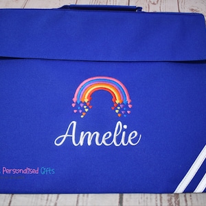 Personalised Kids Book Bag, Purple Rainbow Reading Book Bag ...