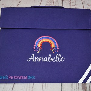 Personalised Kids Book Bag, Purple Rainbow Reading Book Bag ...