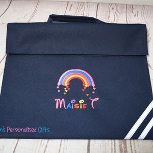 Personalised Kids Book Bag, Purple Rainbow Reading Book Bag ...