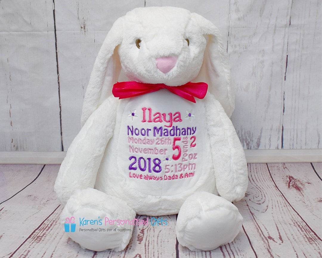 Personalised Teddy Bear, Mumble Bunny, Personalised Baby Gift, New Born ...