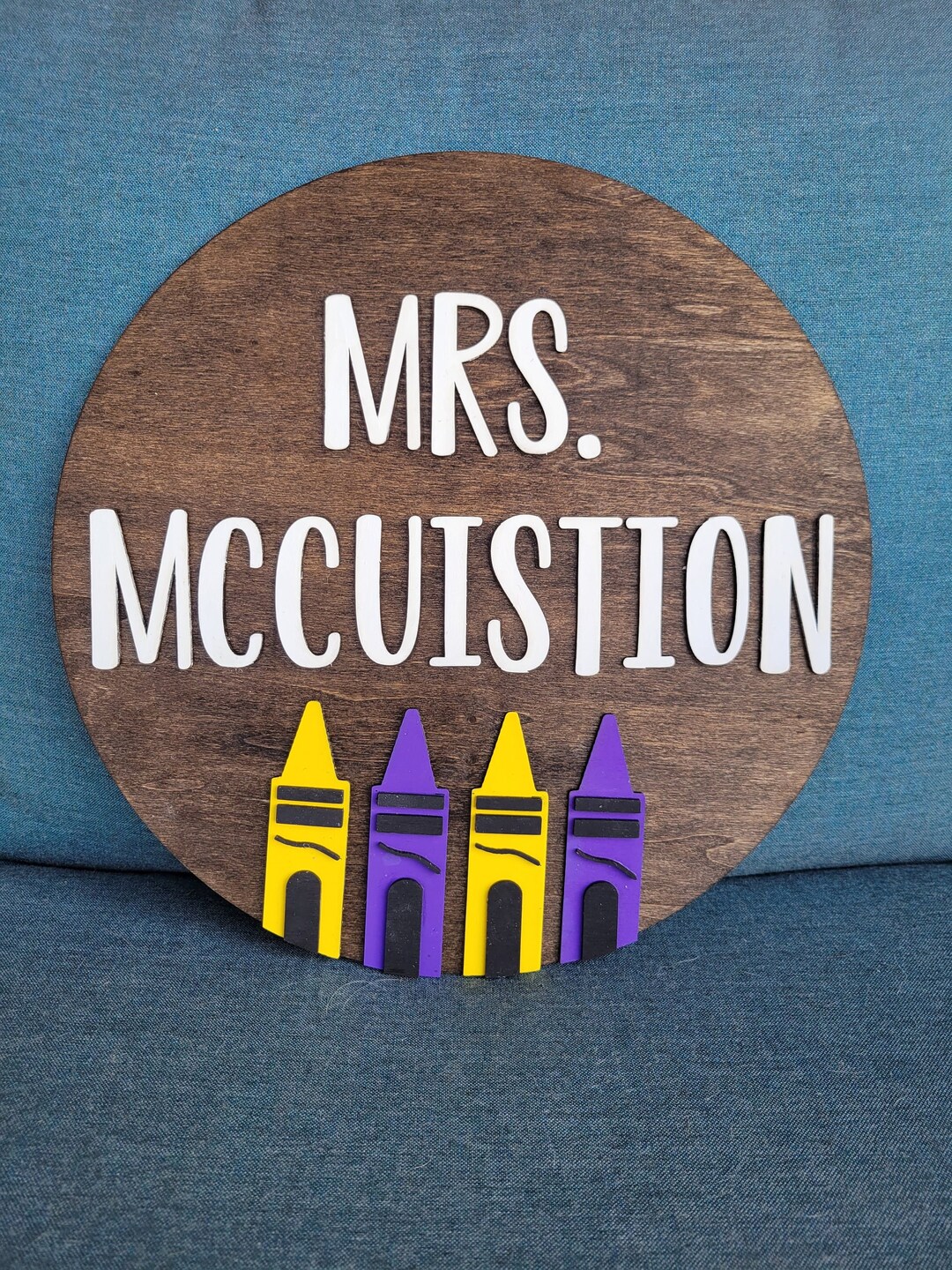 Crayon Teacher Name Sign, 3D Wood Name Sign, Teacher Gift, Teacher ...