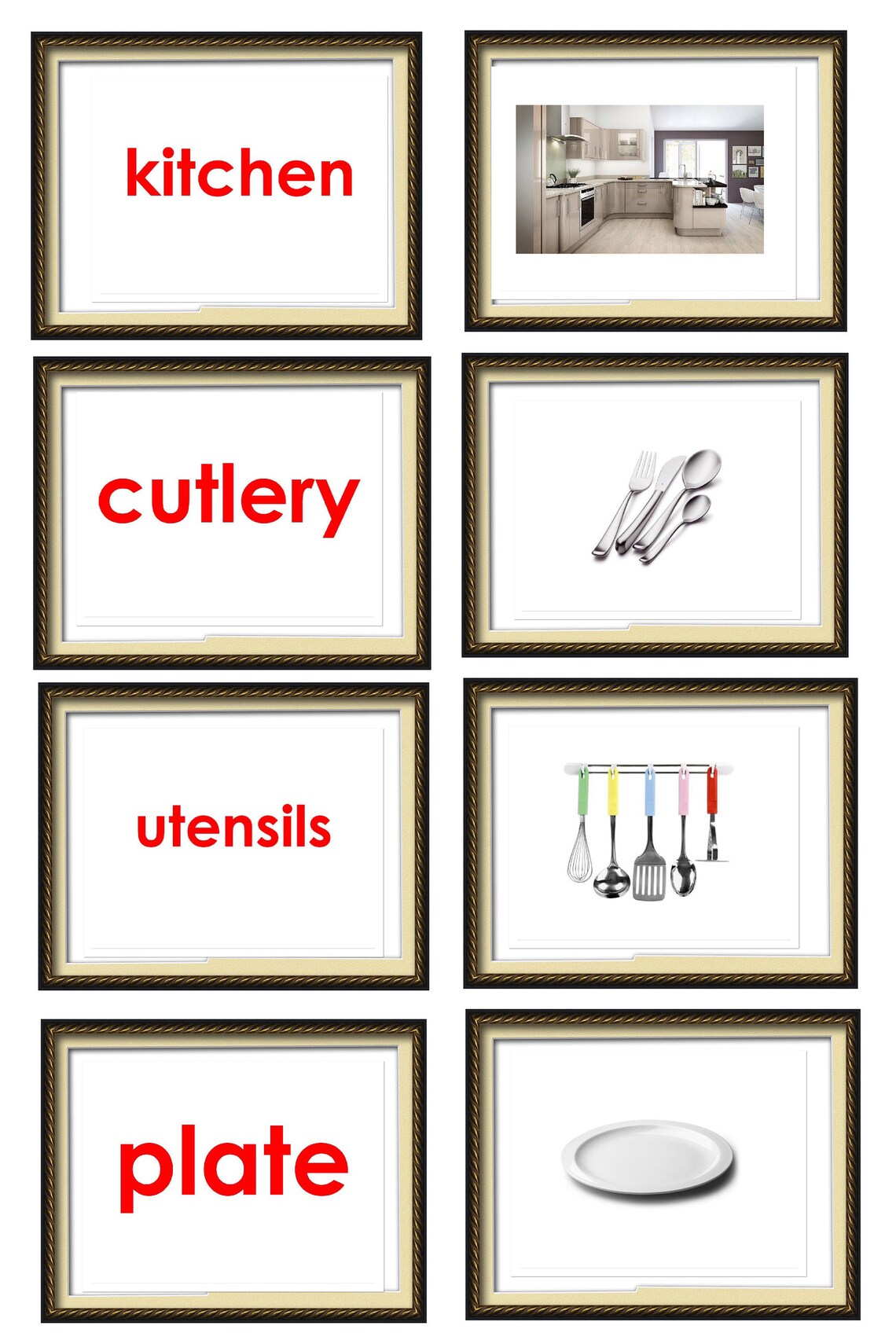 A4 Flashcards: PDF Things at Home Flashcards. Kitchen Flash Cards ...