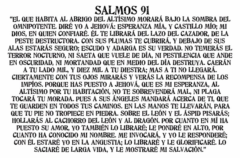 Salmos 91. Printable Psalm 91 in Spanish. Bible Poster. - Etsy Israel Salmos 91. Printable Psalm 91 in Spanish. Bible Poster. - Etsy Israel