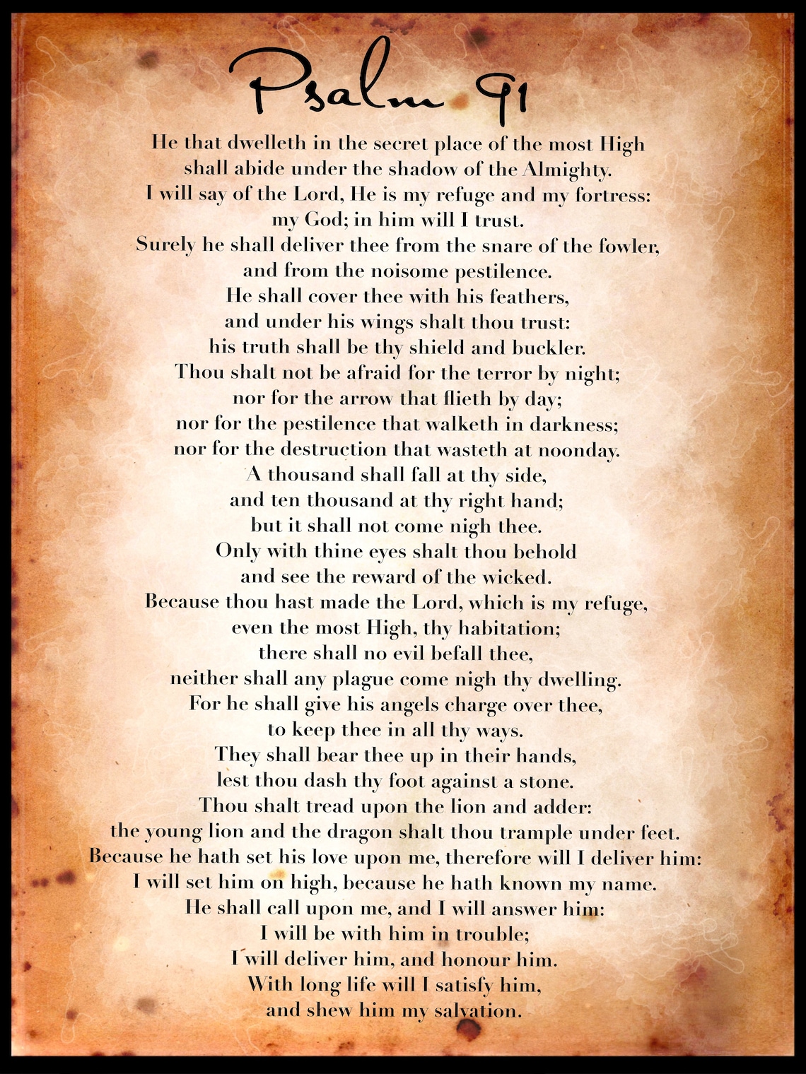 Custom Psalm 91 Poster Personalise Psalm 91 Poster Large A1 Etsy