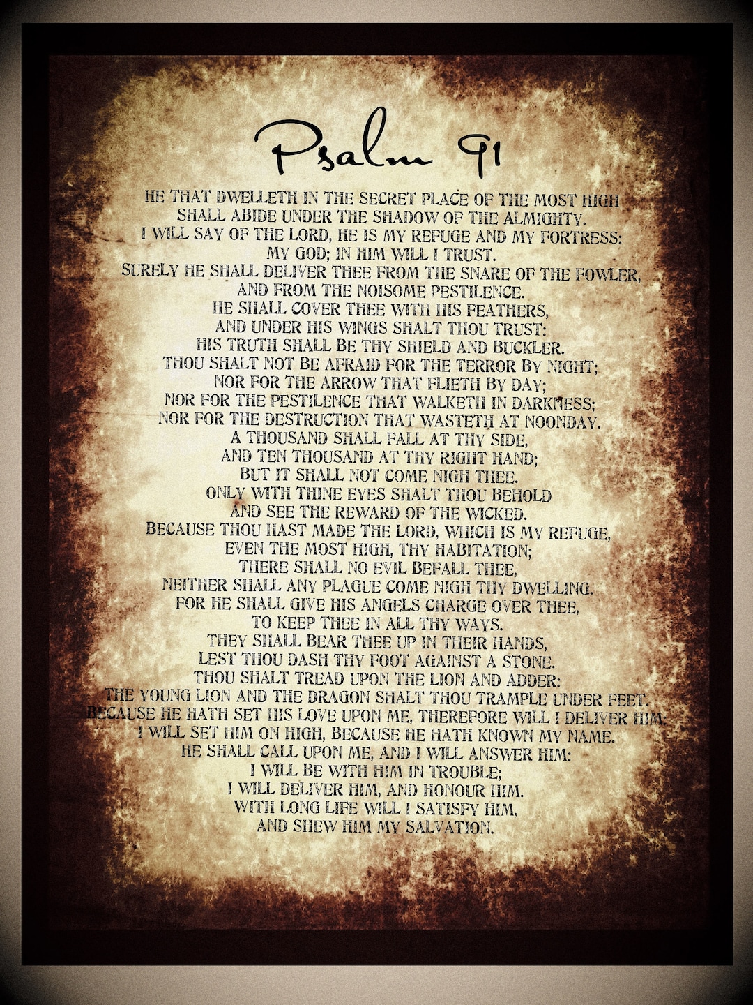 Psalm 91 Wall Art. Psalm 91 Protection Prayer Bible Poster. 8 X 11 Inch ...