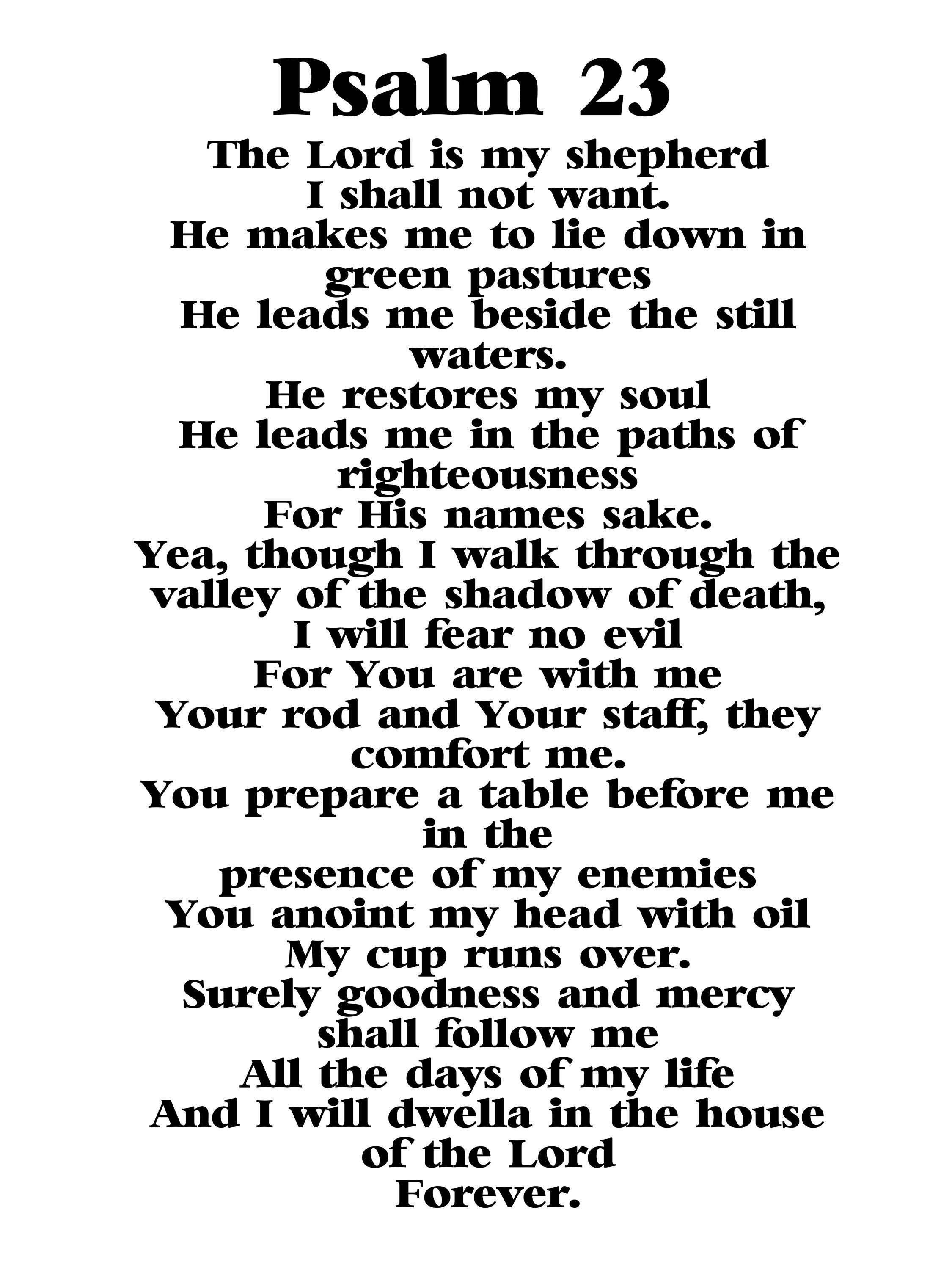 Psalm 23. professionally printed psalm 23 prayer. printable | Etsy
