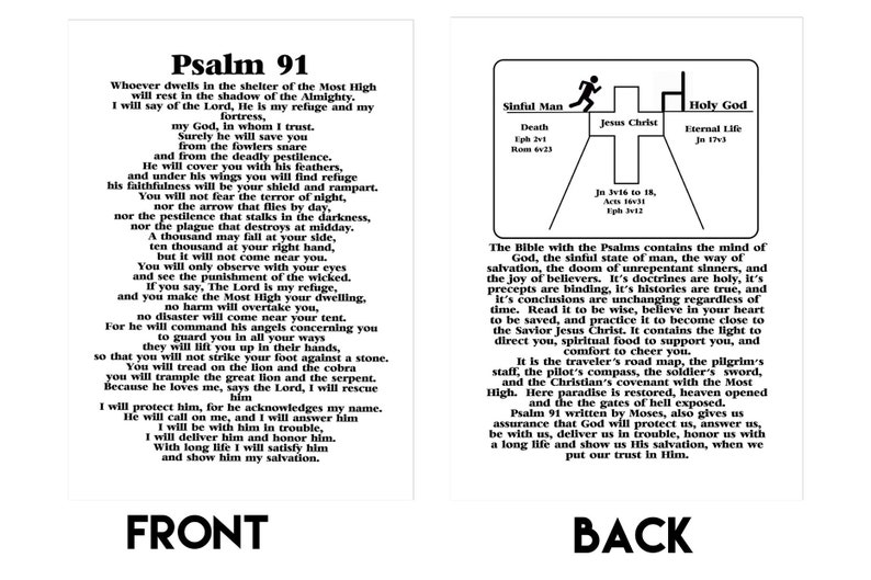 Psalm 91 Prayer Cards NIV. Evangelism Print Prayercards. 100 Cards in ...
