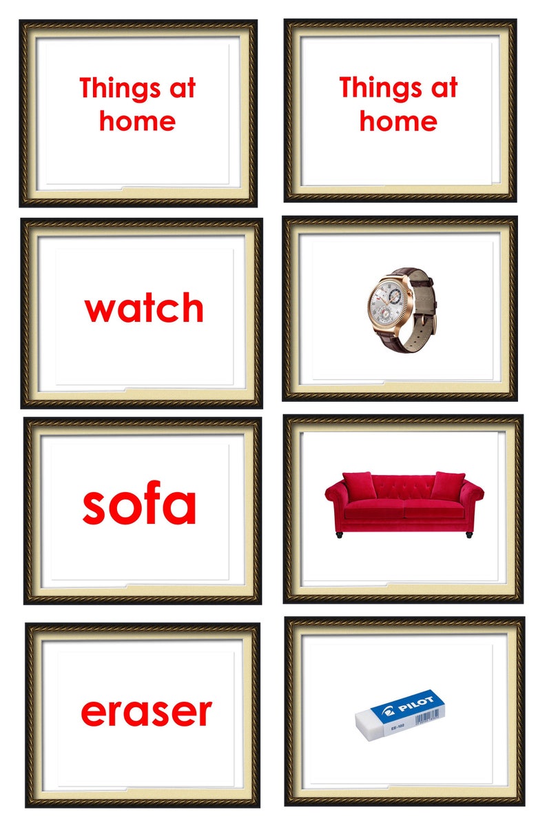 A4 Flashcards: PDF Things at Home Flashcards. Kitchen Flash Cards ...