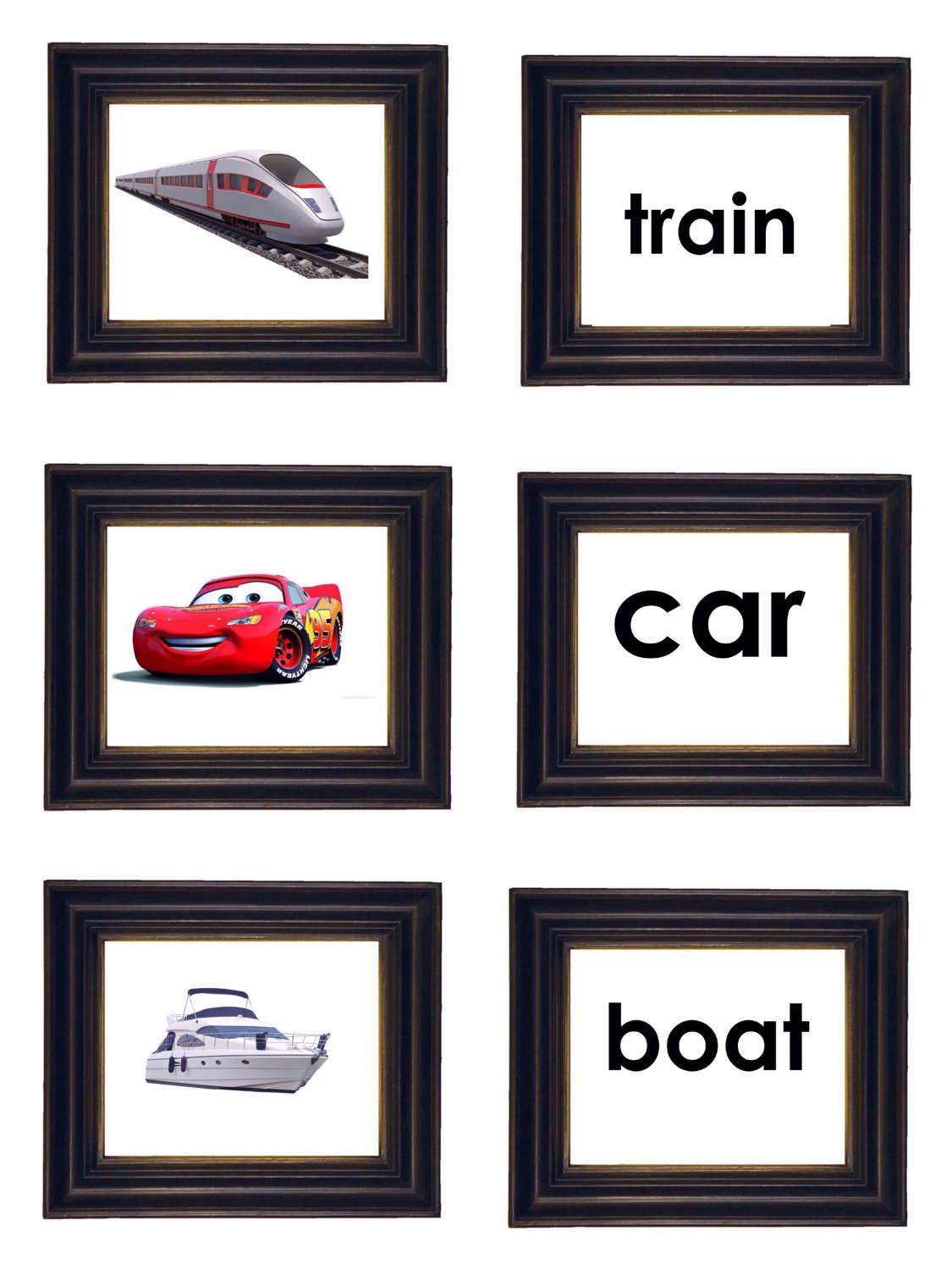 A4 Flash Cards. PDF PRINTABLE Large Learning Cards. Transport ...