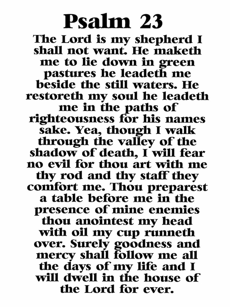 Psalm 23 Prayer Cards. ( 2.0 X 2.9 Inches) Credit Card Size ...