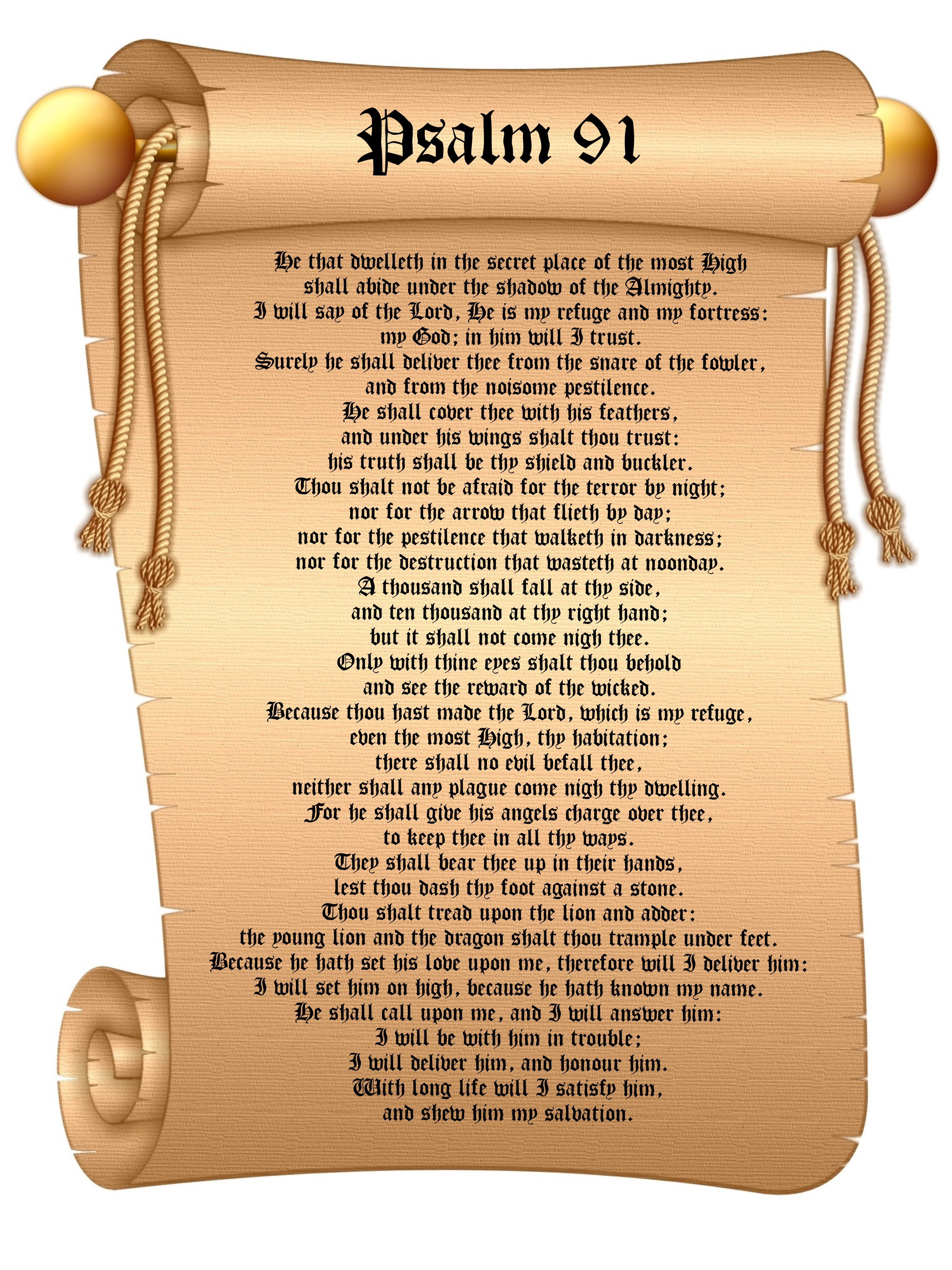 Psalm 91 Print Psalm 40 X 60 Inch Poster Psalm Wall Art Christian Gift ...