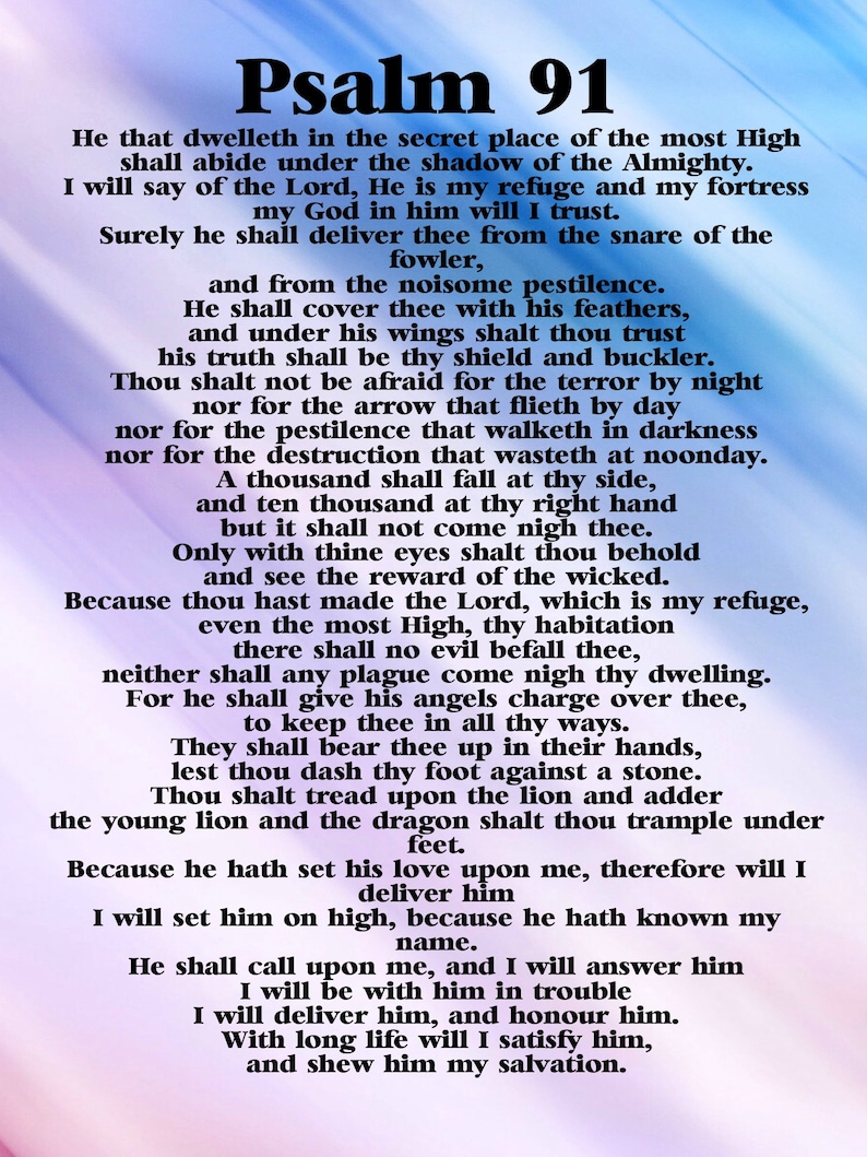 Psalm 91 KJV Psalm 91 Poster A Soldiers Psalm Prayer For God s