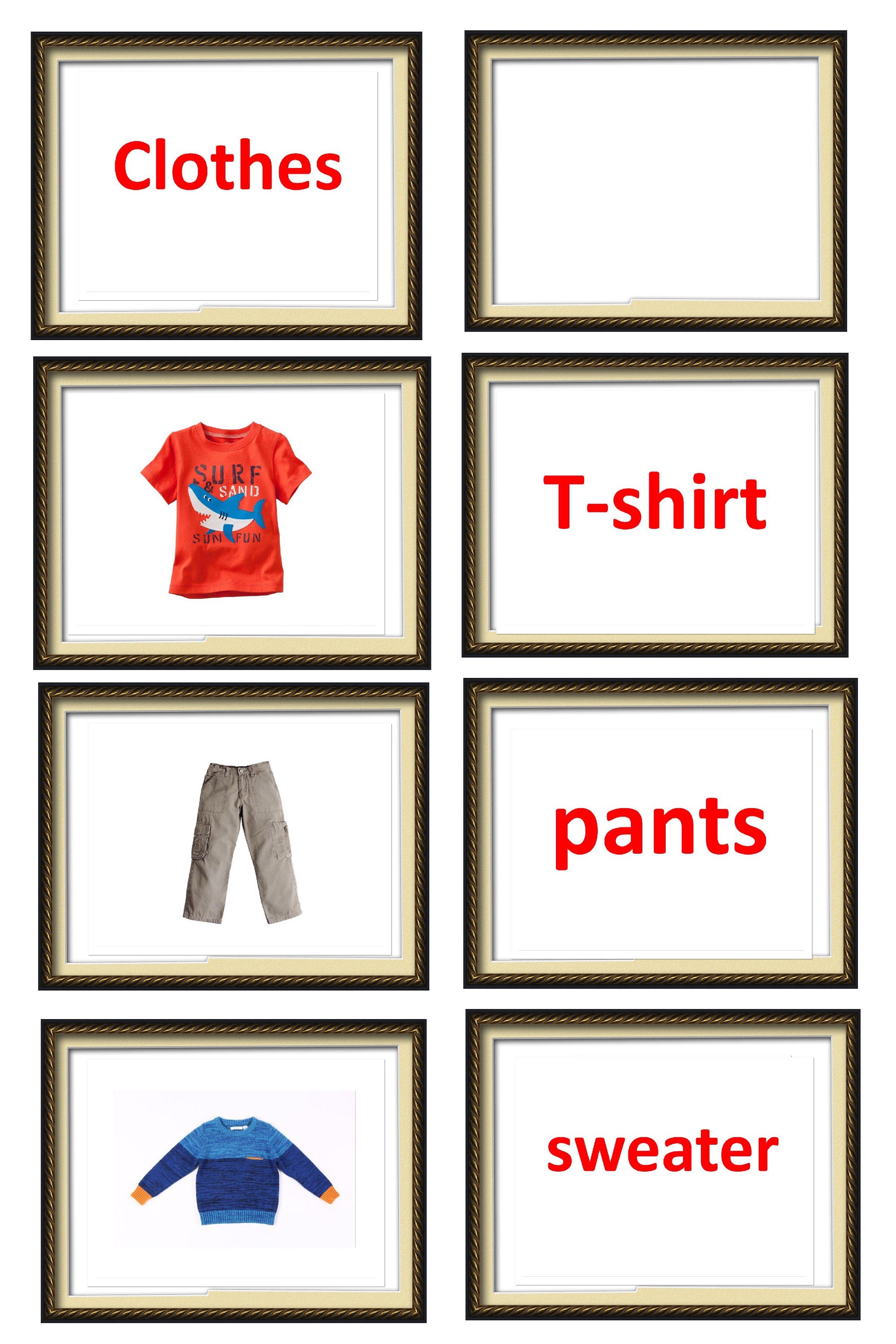 A4 PDF Flash Cards: Things at Home. Printable Flashcards. Clothes Flash ...