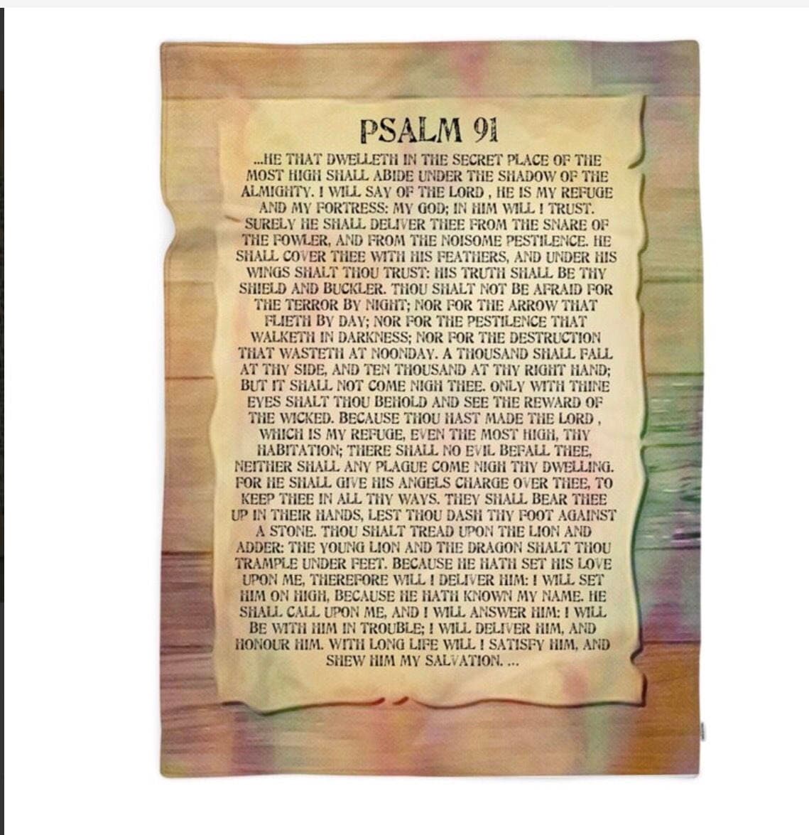 Psalm 91 Blanket. Psalm 91 Quote Protection: Bible Verse Under His ...
