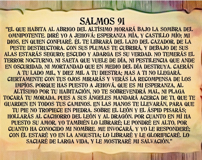 Salmos 91. Printable Psalm 91 in Spanish. Bible Poster. - Etsy