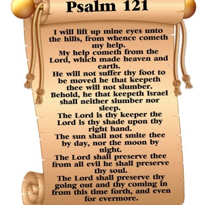 Psalm 121. Full Text Bible Poster Prints. Bible Gifts for Friends and ...