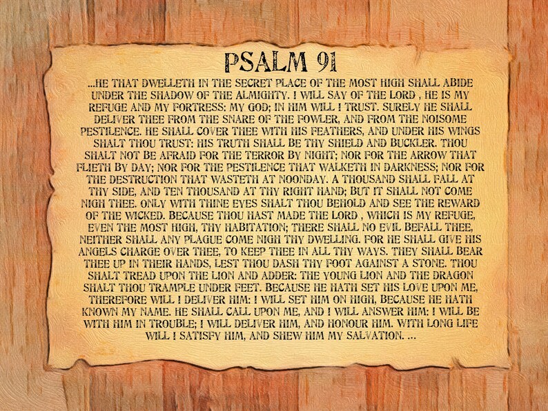 KJV full text psalm 91 poster. Bible decal. Scripture verse | Etsy