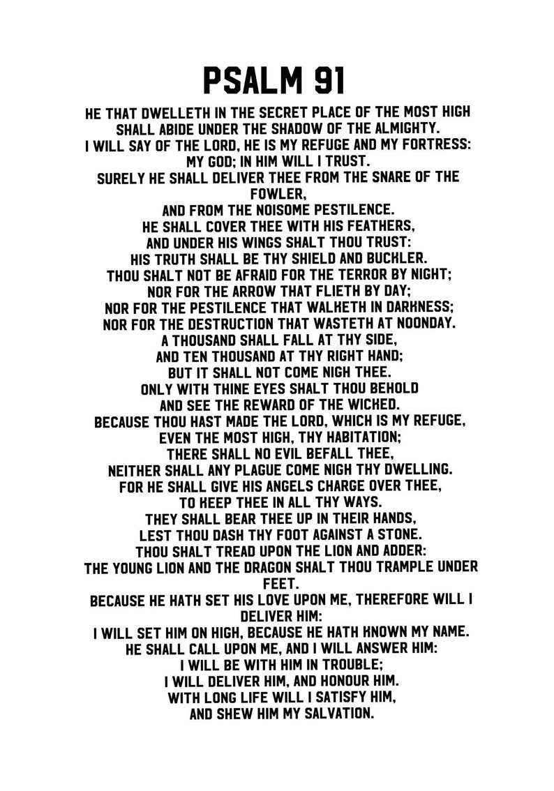 Psalm 91 King James Version Prayer Cards KJV Prayercards Etsy Psalm 91 King James Version Prayer Cards KJV Prayercards Etsy