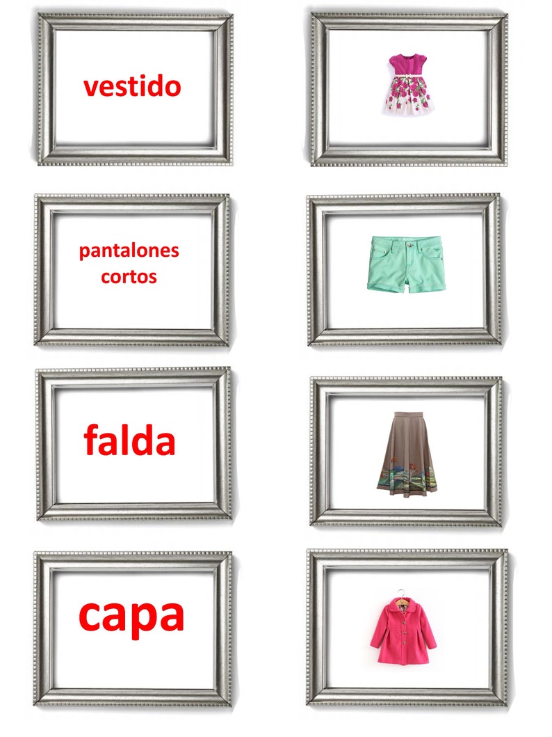 Tarjetas de vocabulario en español A4 PDF. Tarjetas didácticas de ropa ...