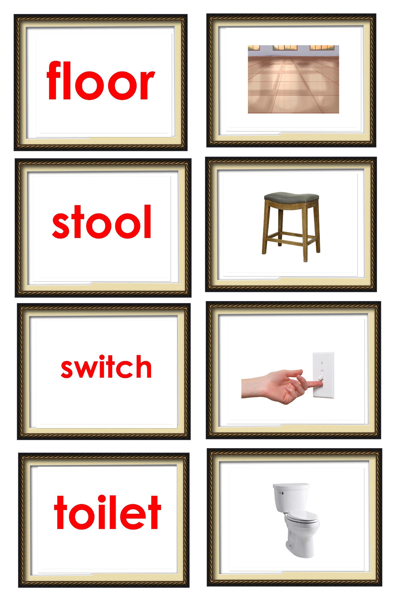 A4 Flashcards: PDF Things at Home Flashcards. Kitchen Flash Cards ...
