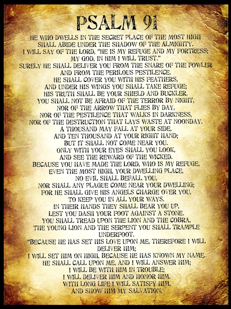 Druckbare Psalm 91 Kunst Gro e Gold Effekt Bibel Poster Etsy