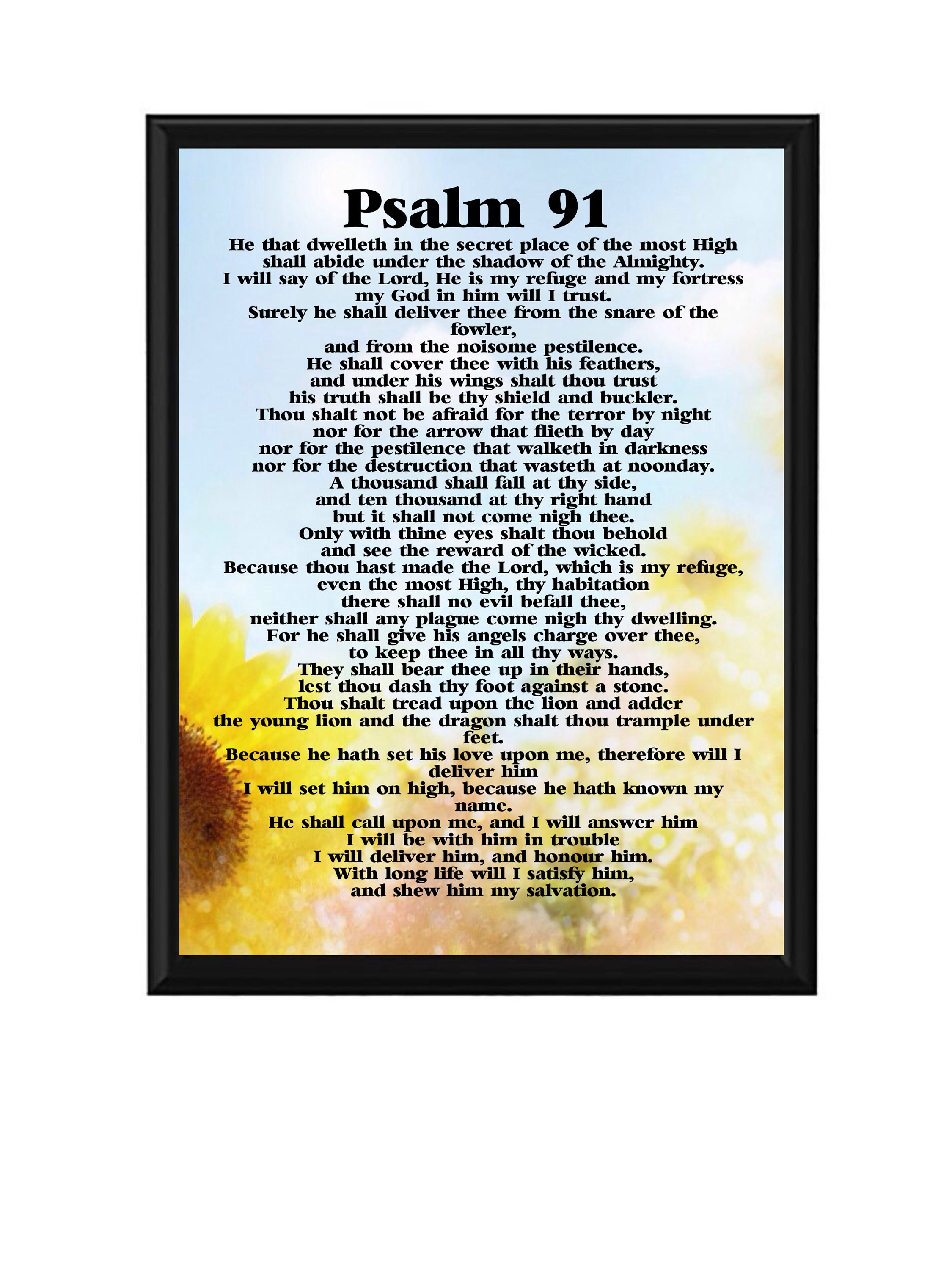 91st Psalm KJV DIGITAL DOWNLOAD Prayer For God s Protection Large