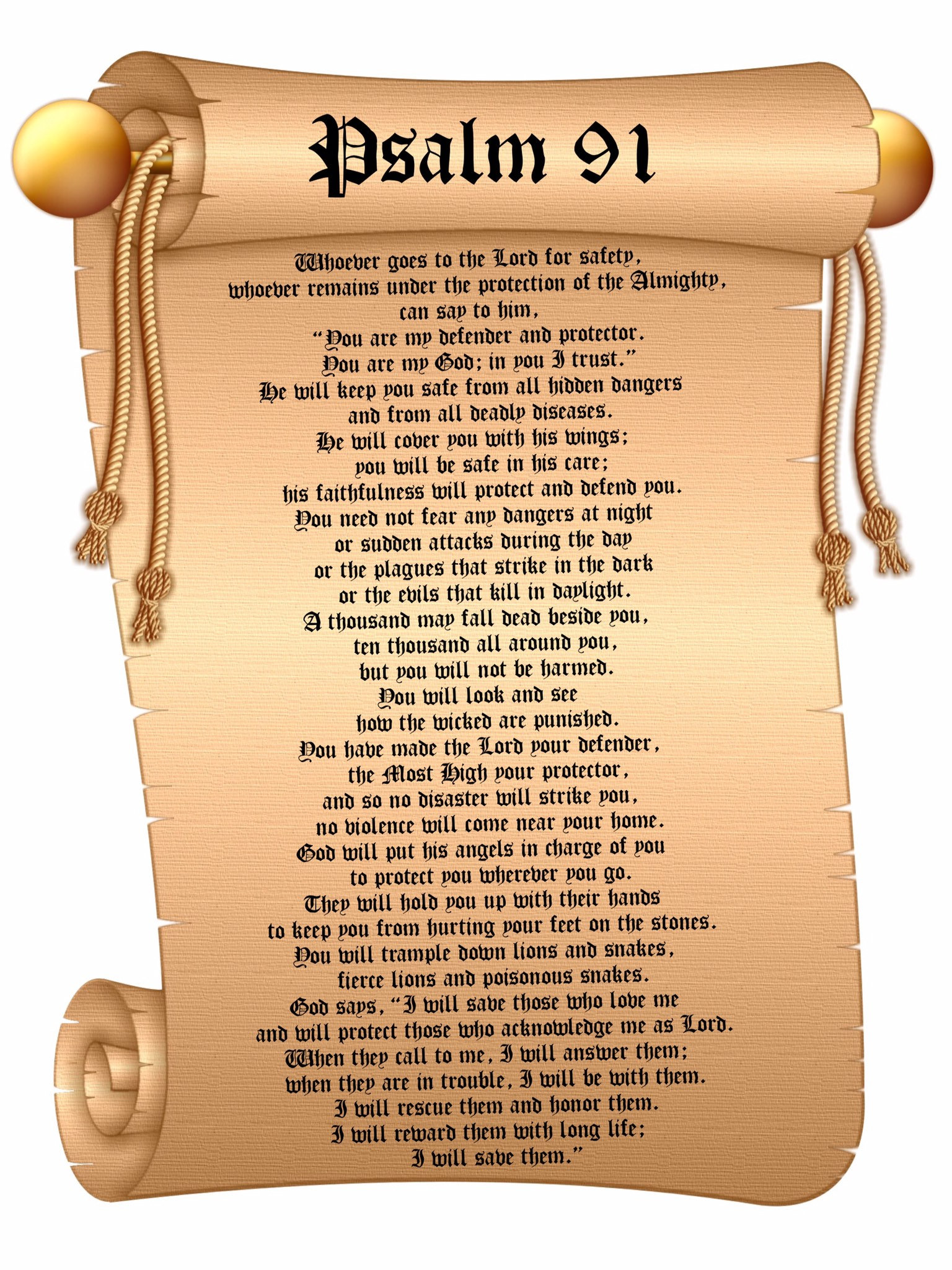 Psalm 91 Print Psalm 40 X 60 Inch Poster Psalm Wall Art Christian Gift ...