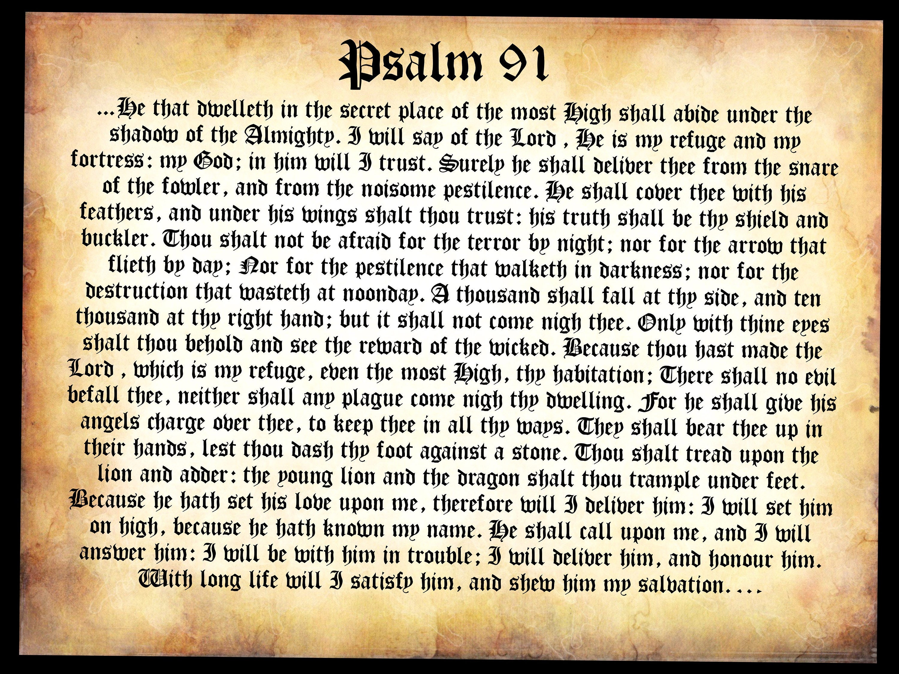 Bible Prints Landscape Bible Art Full Text Psalm 91 Poster Etsy
