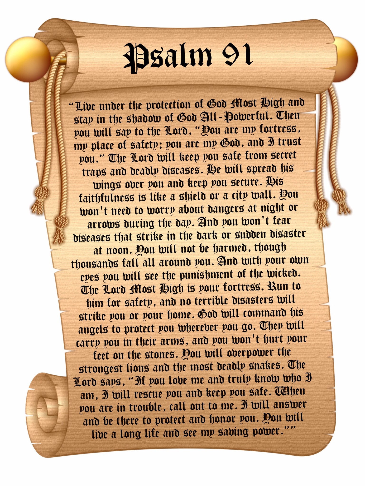Psalm 91 Print Psalm 40 X 60 Inch Poster Psalm Wall Art Christian Gift ...