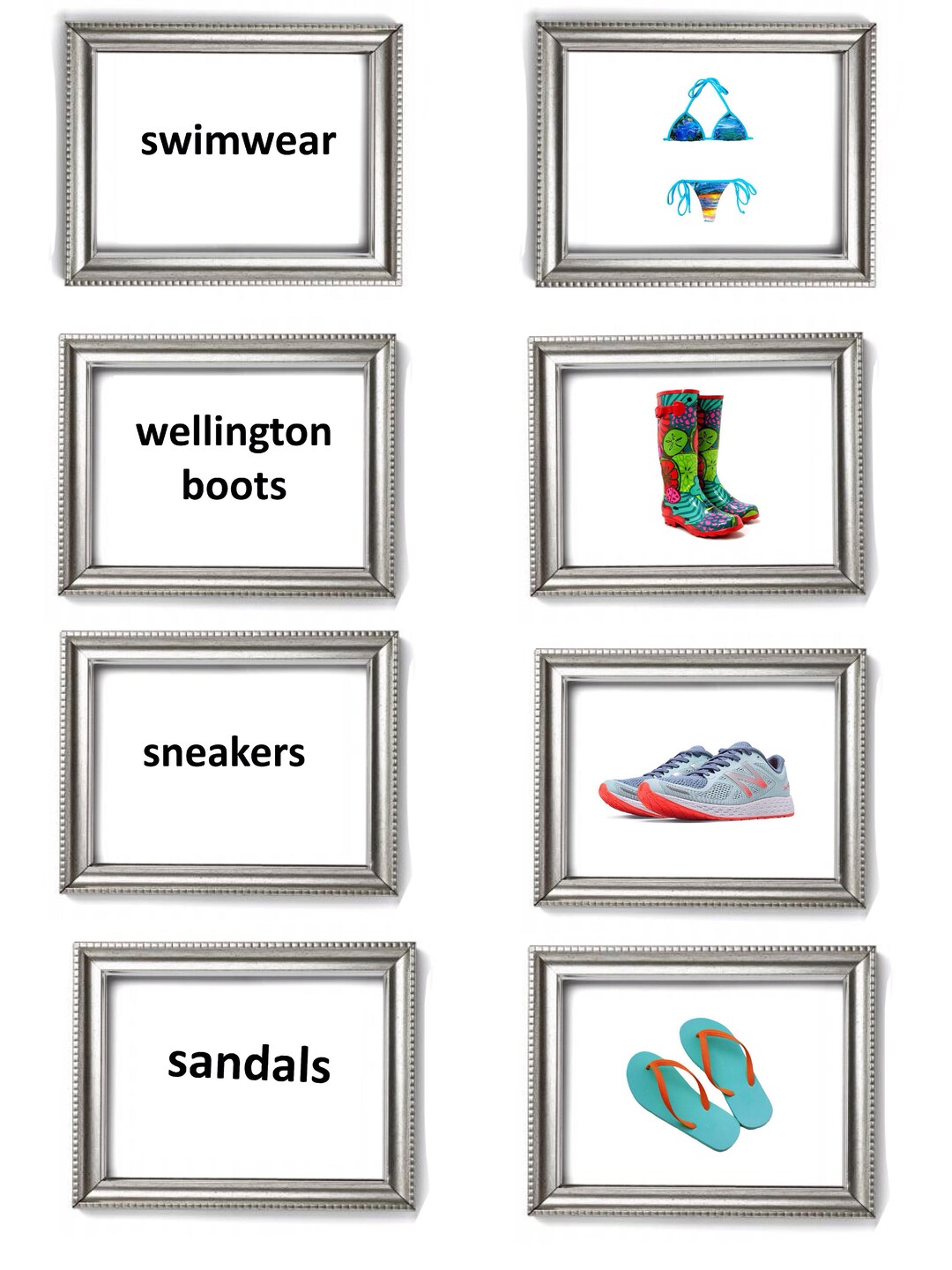 A4 PDF Flash Cards: Things at Home Flashcards. Clothes Flash Cards Set ...