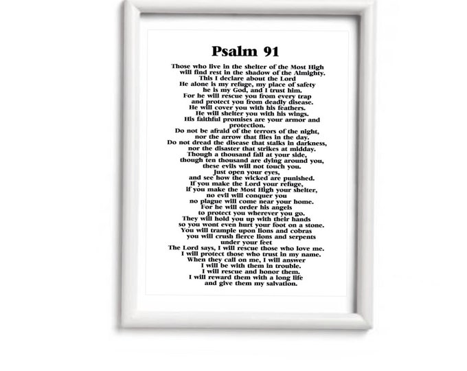 Psalm 91 Poster. Printable Unique Psalm 91 Prayer Card Wall Decor. A3 ...