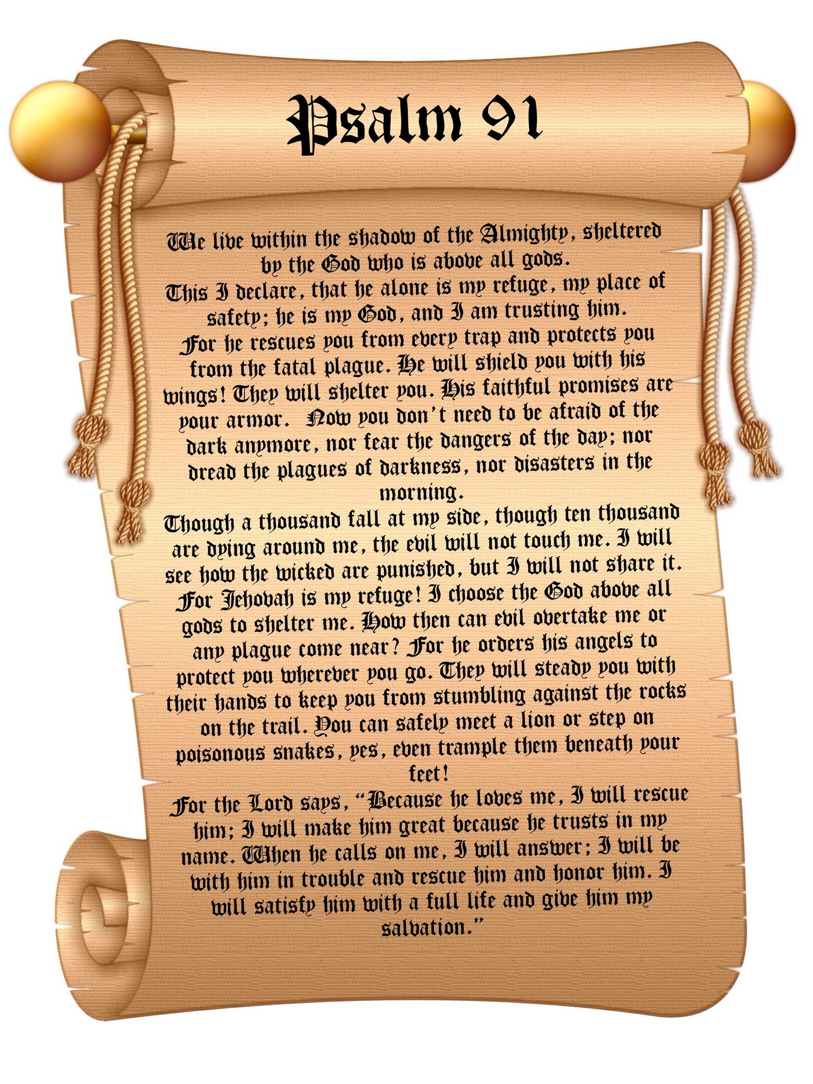 Psalm 91 in the King James Version. A1 Huge KJV Bible Poster, 23.4 X 33 ...