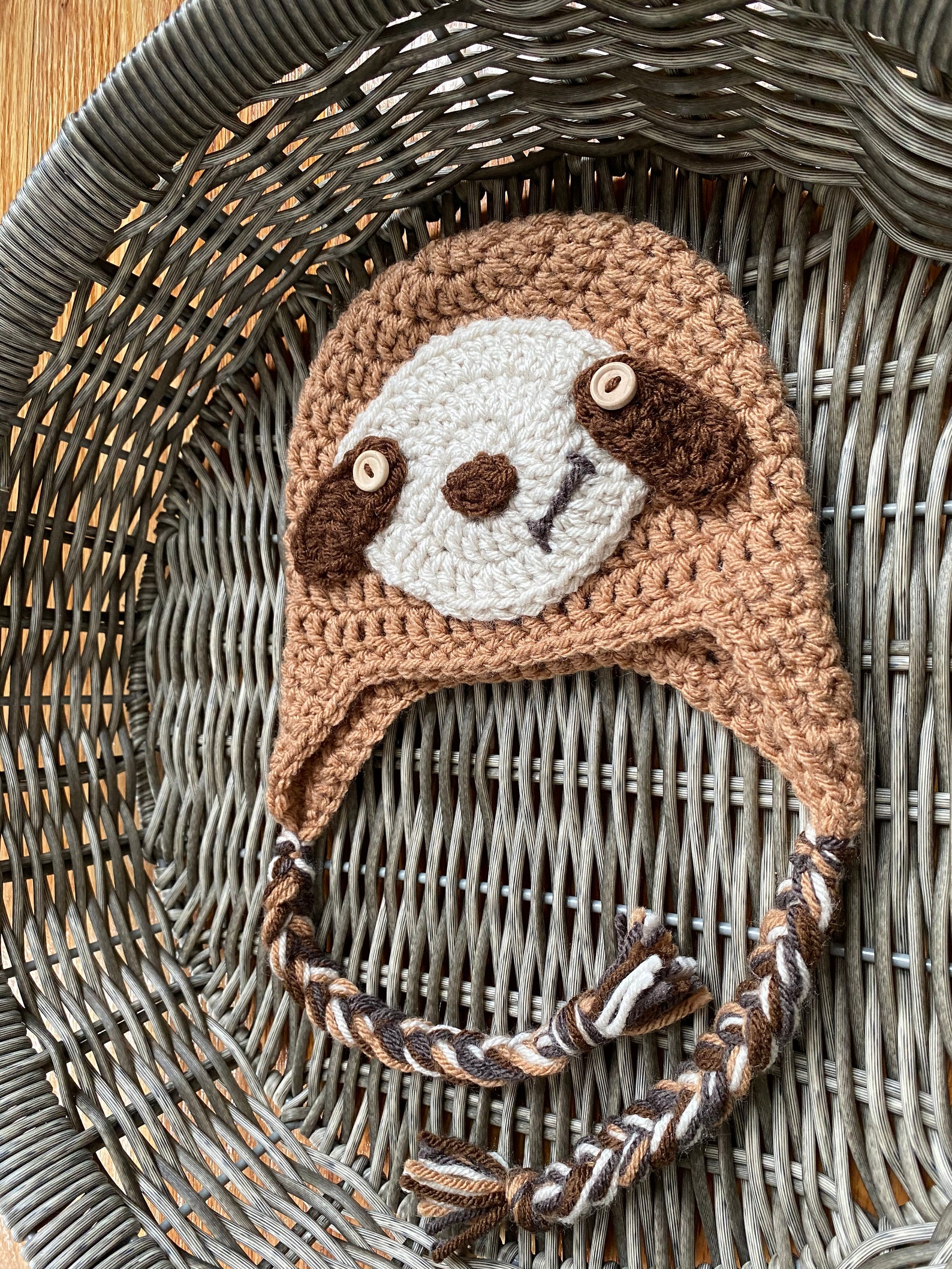 Crochet Sloth Hat, Baby Sloth Hat, Sloth Costume, Sloth Photo Prop ...