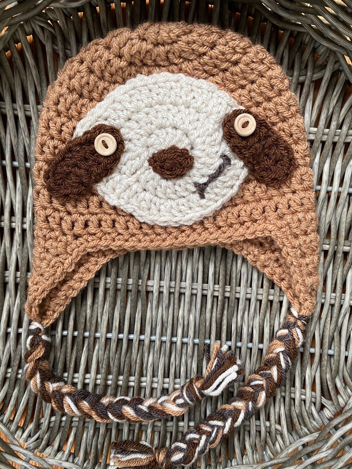 Crochet Sloth Hat, Baby Sloth Hat, Sloth Costume, Sloth Photo Prop ...