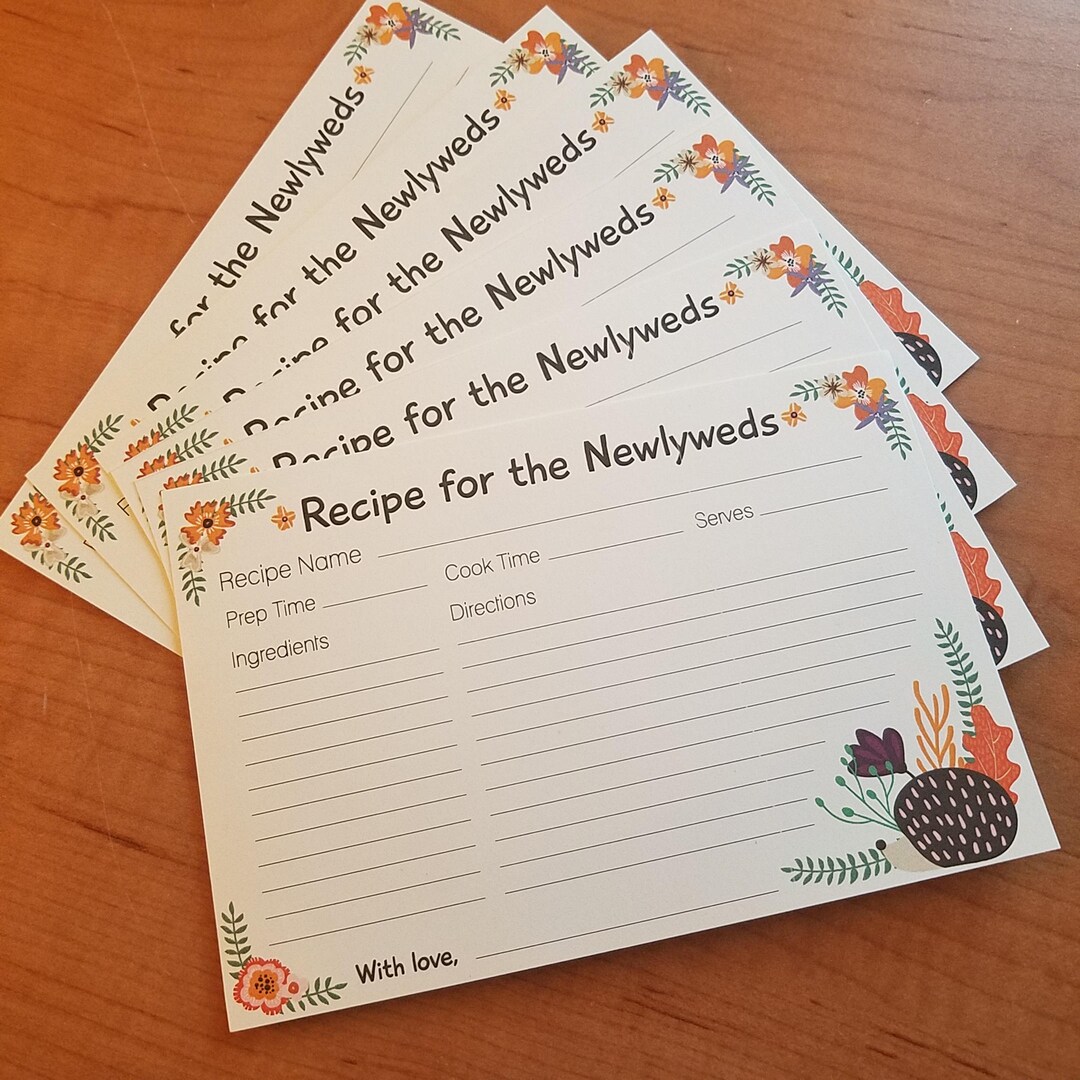Printable Recipe Cards for Bridal/wedding Shower or Invitation - Etsy