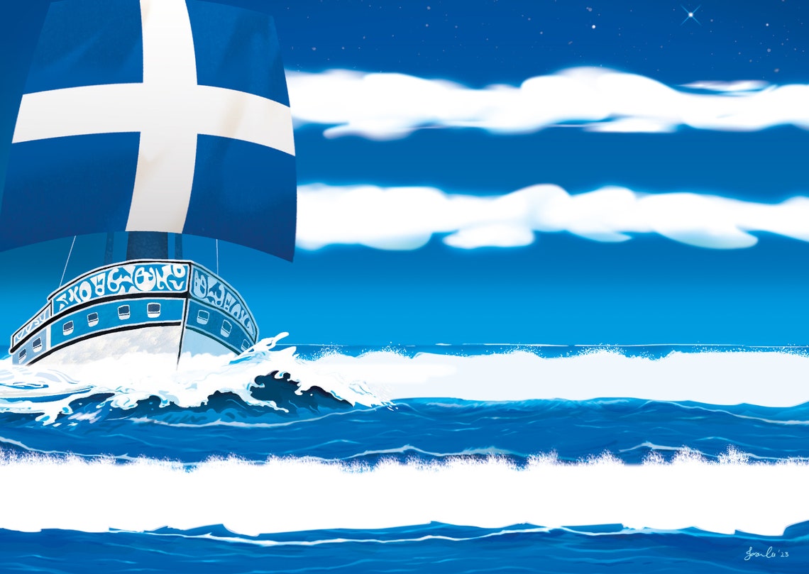 Greek Inspired Poster, Flag Redesign Greece, Wall Poster A3 A4 Digital ...